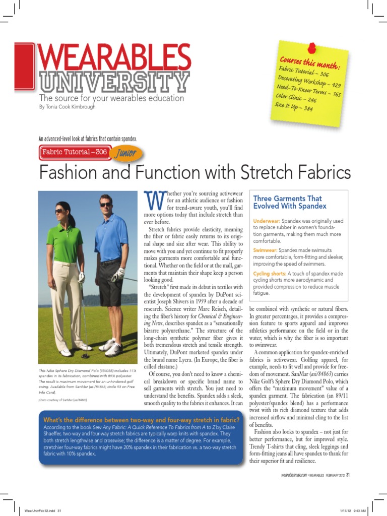 Fashion and Function With Stretch Fabrics | PDF | Textiles | Sportswear ...