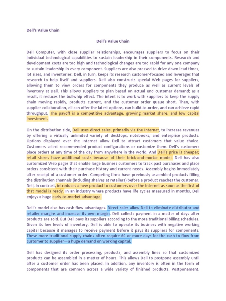 Value Chain | PDF | Dell | Supply Chain