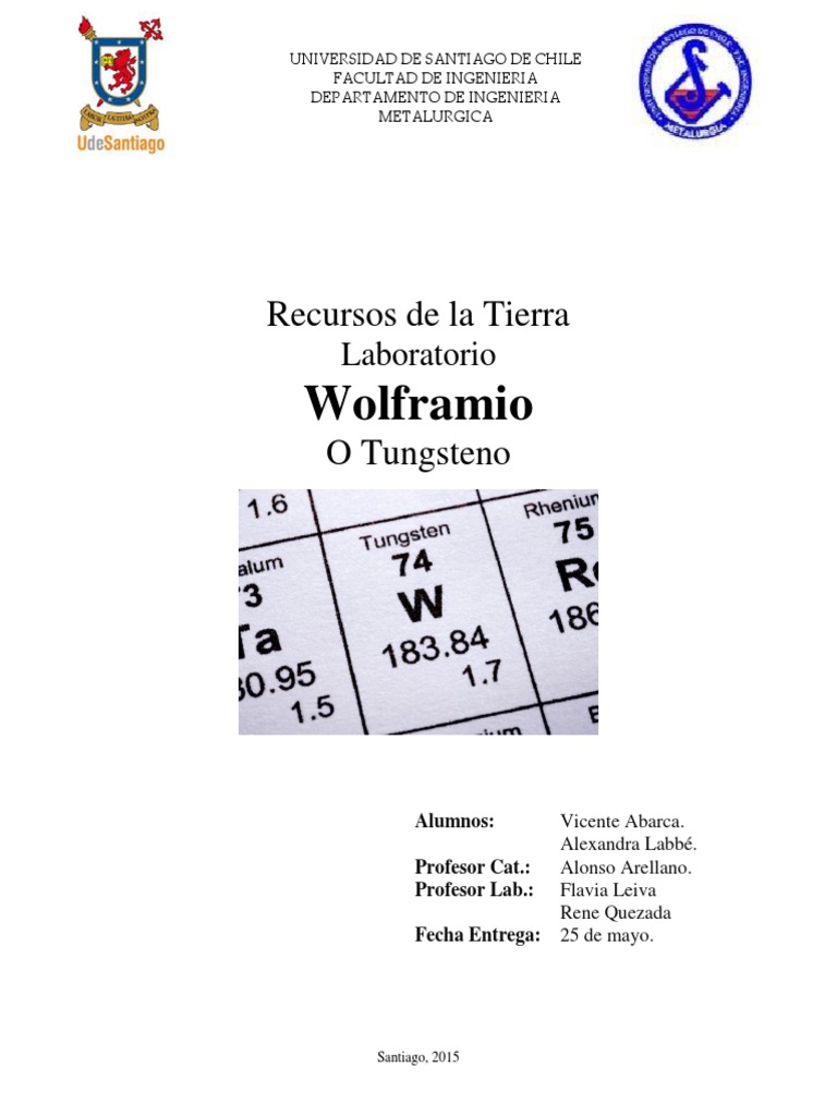 Lab Wolframio | PDF | Tungsteno | Minerales