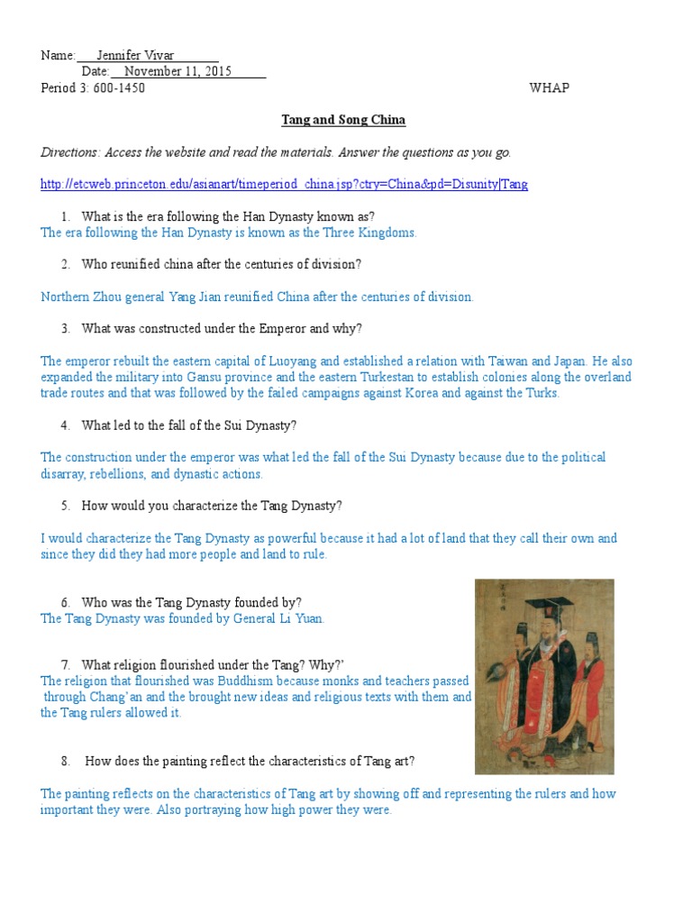 Tang and Song Webquest | PDF | Tang Dynasty | East Asia