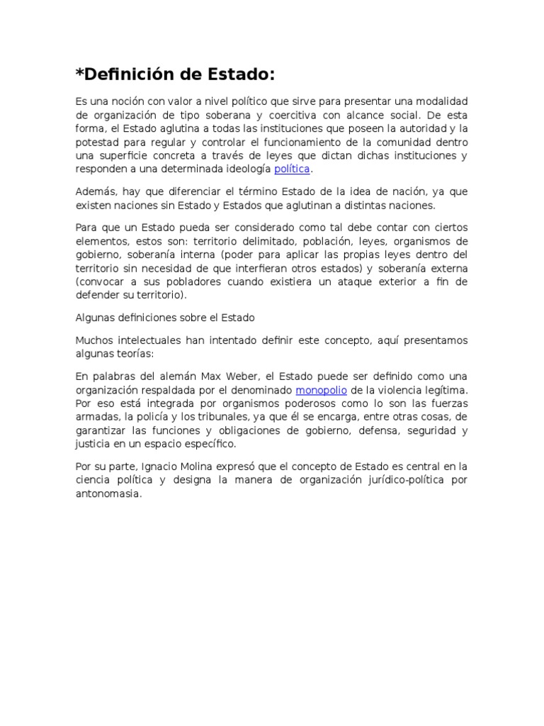 Definición de Estado | PDF | Nación | Estado (política)