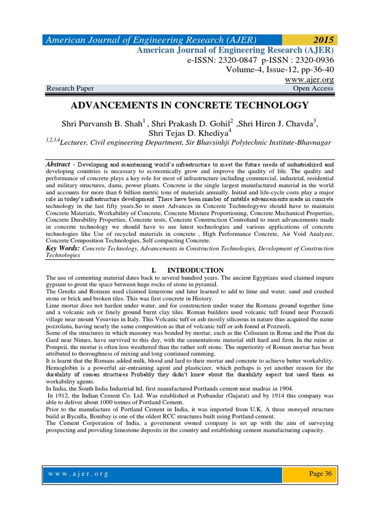 Advancements in Concrete Technology | PDF | Concrete | Mortar (Masonry)