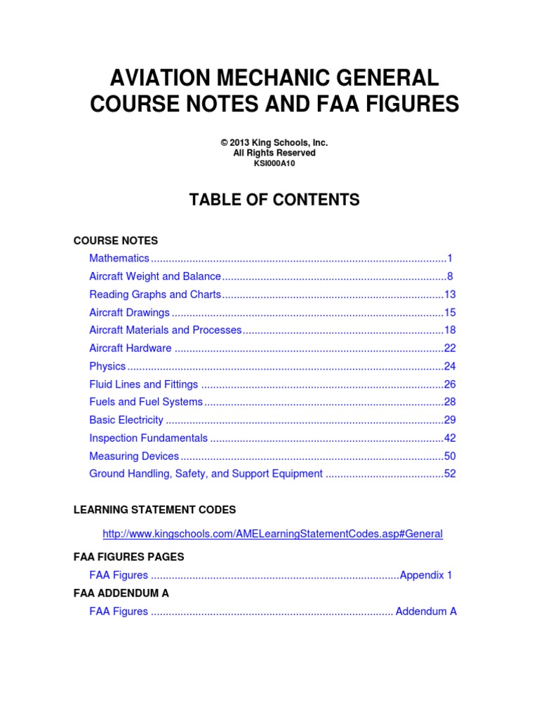 Aviation Mechanic General Course-Notes and Faa Figures | PDF | Volume ...