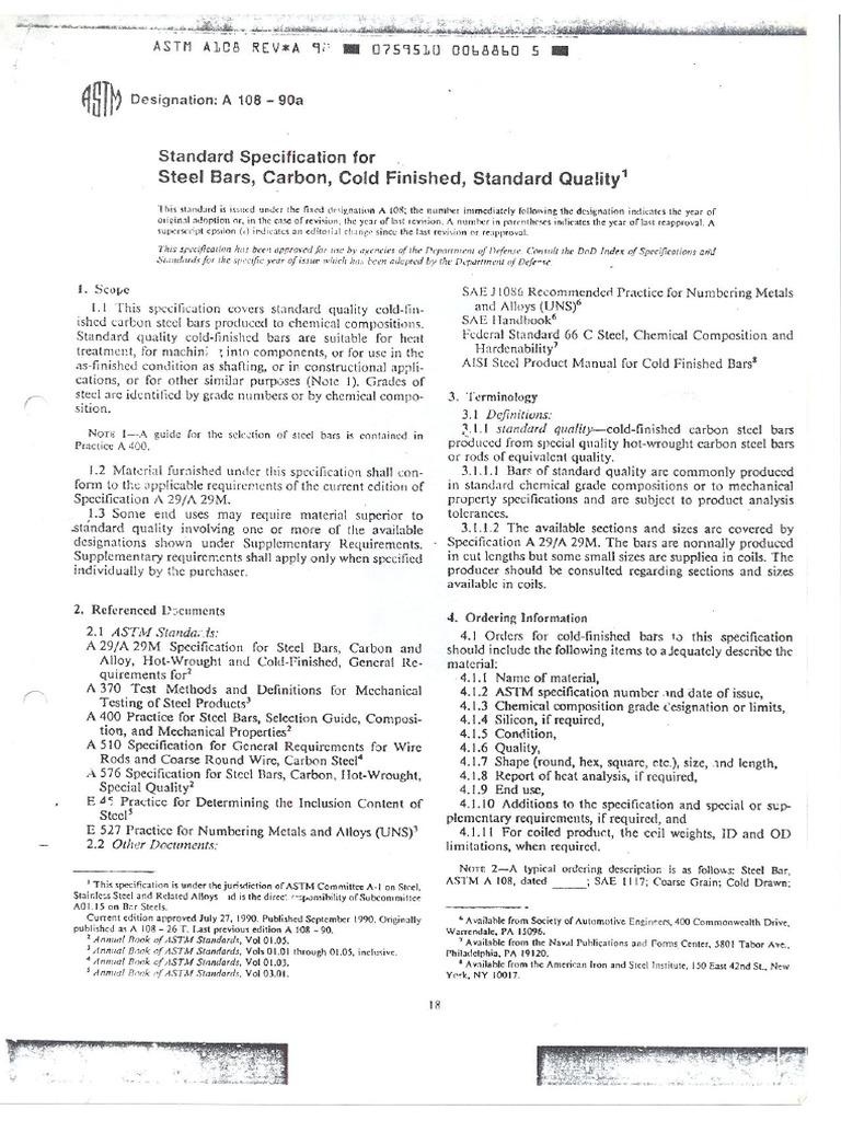 ASTM A108-90a | PDF