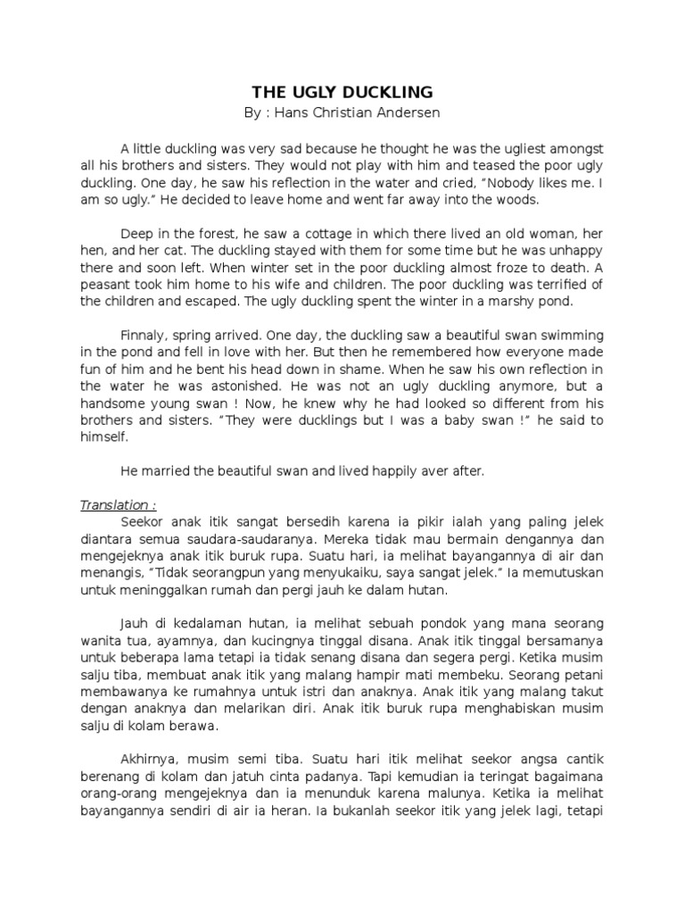 The Ugly Duckling (English & Bahasa) | PDF