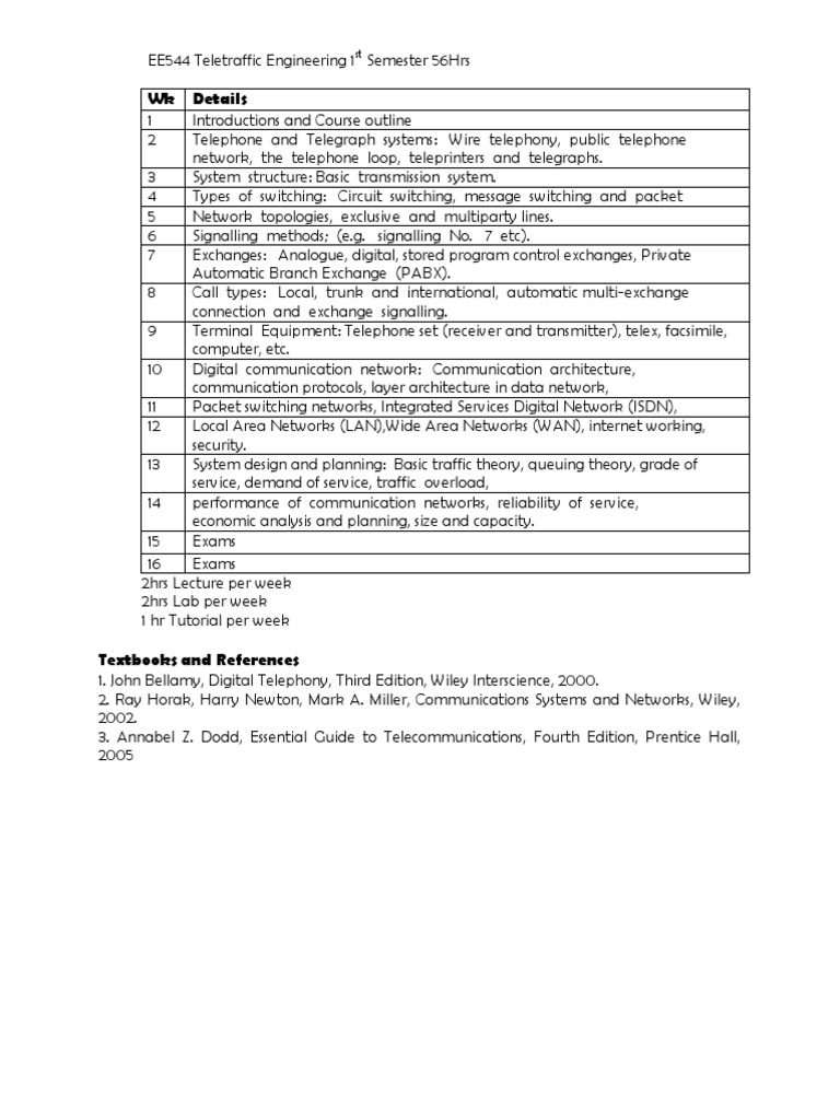 EE544 Teletraffic Engineering EEE 553 | PDF | Telecommunication ...