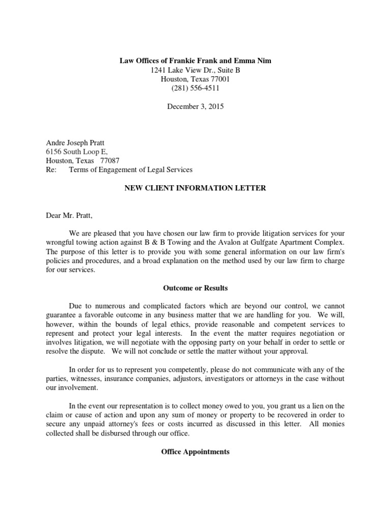 New Client Letter | Download Free PDF | Divorce | Lawyer