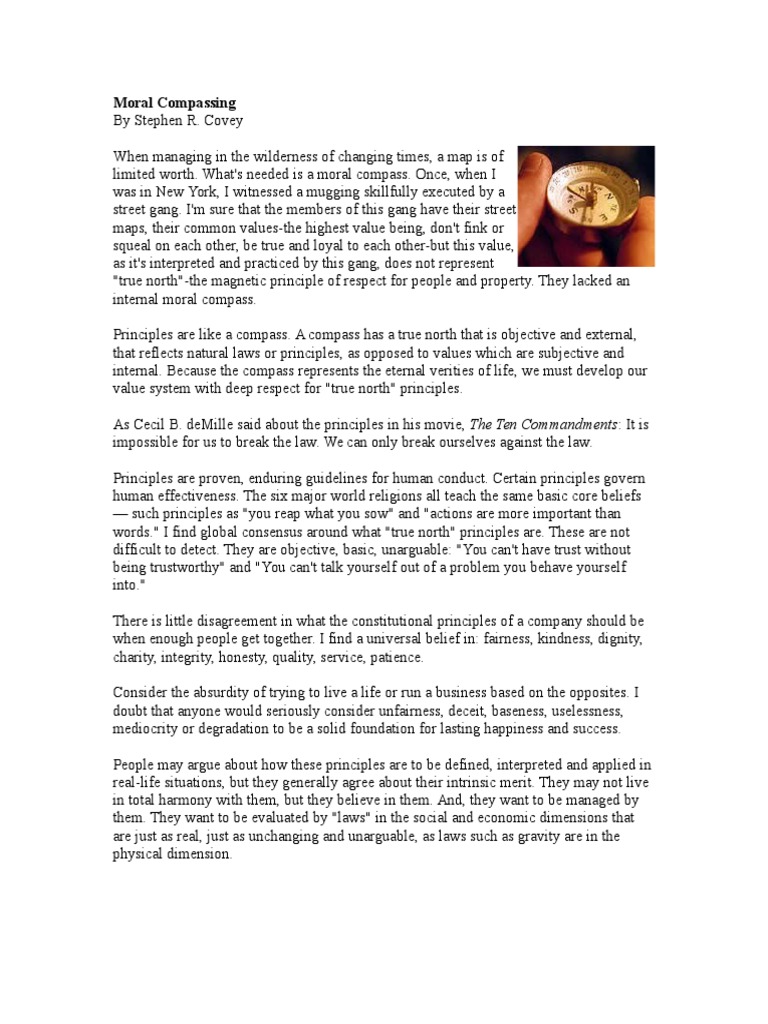 Covey - Moral Compassing | PDF | Compass | Expert