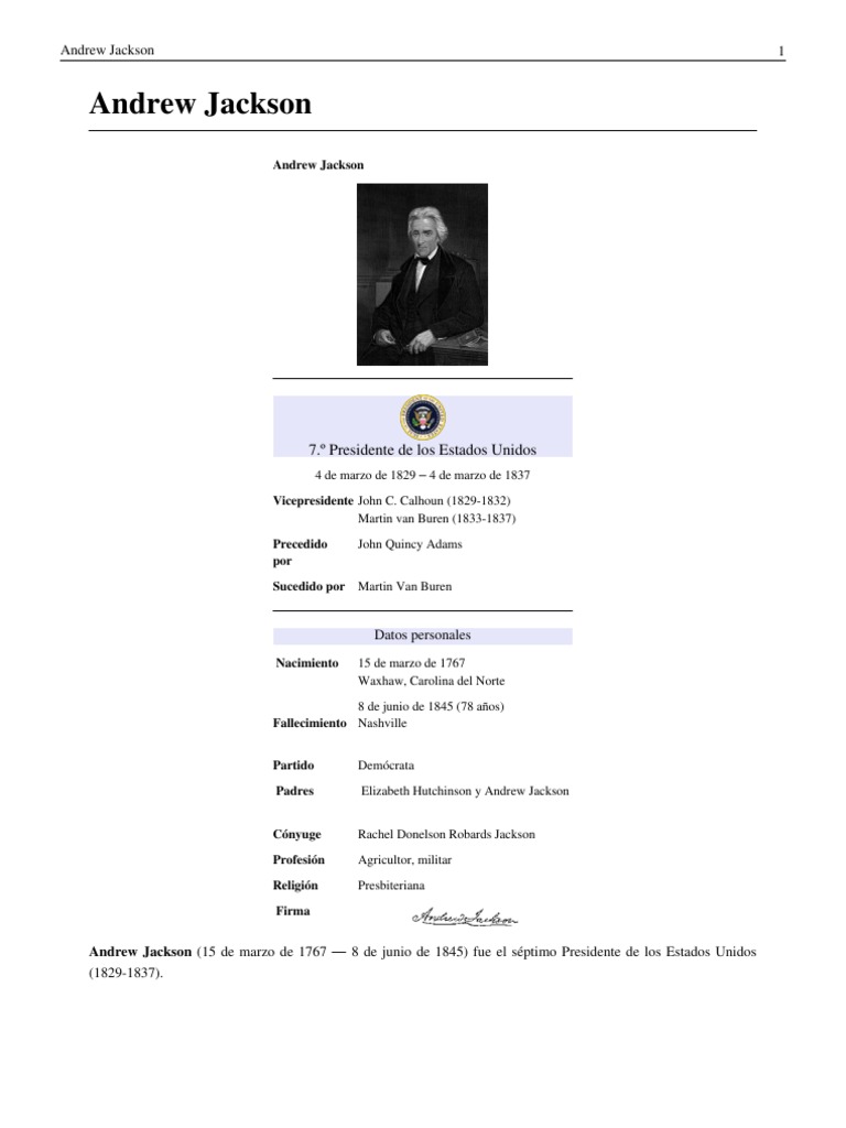 Andrew Jackson | PDF | Andrew Jackson | Gobierno