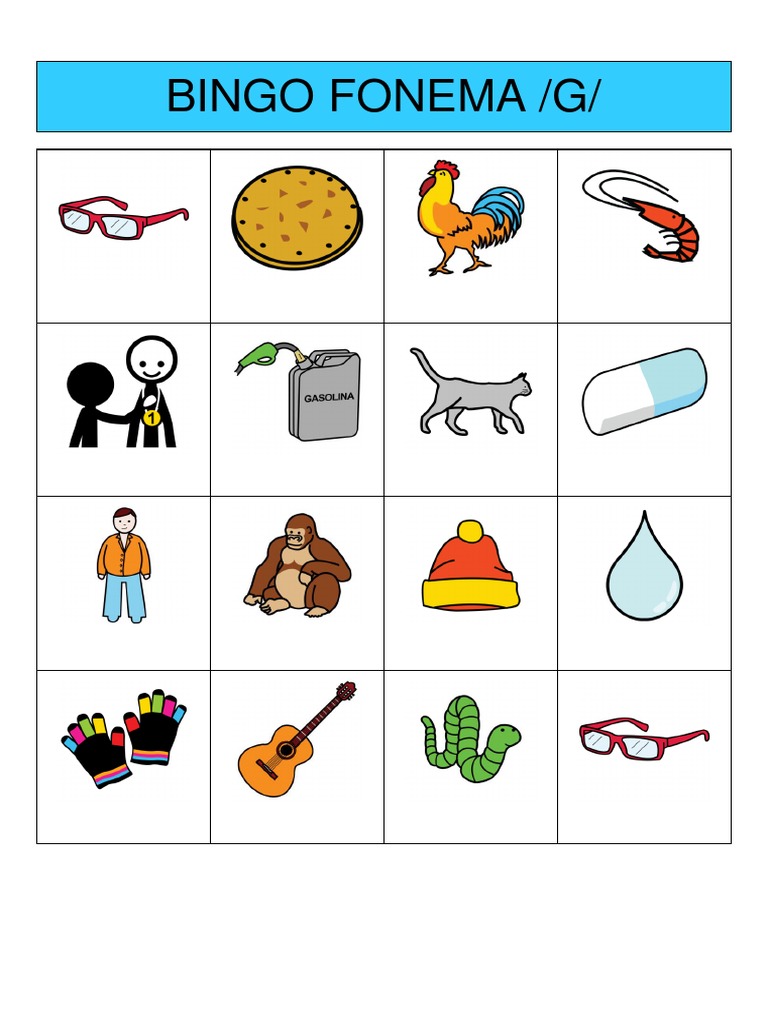 Bingo Fonema G Inicial | PDF