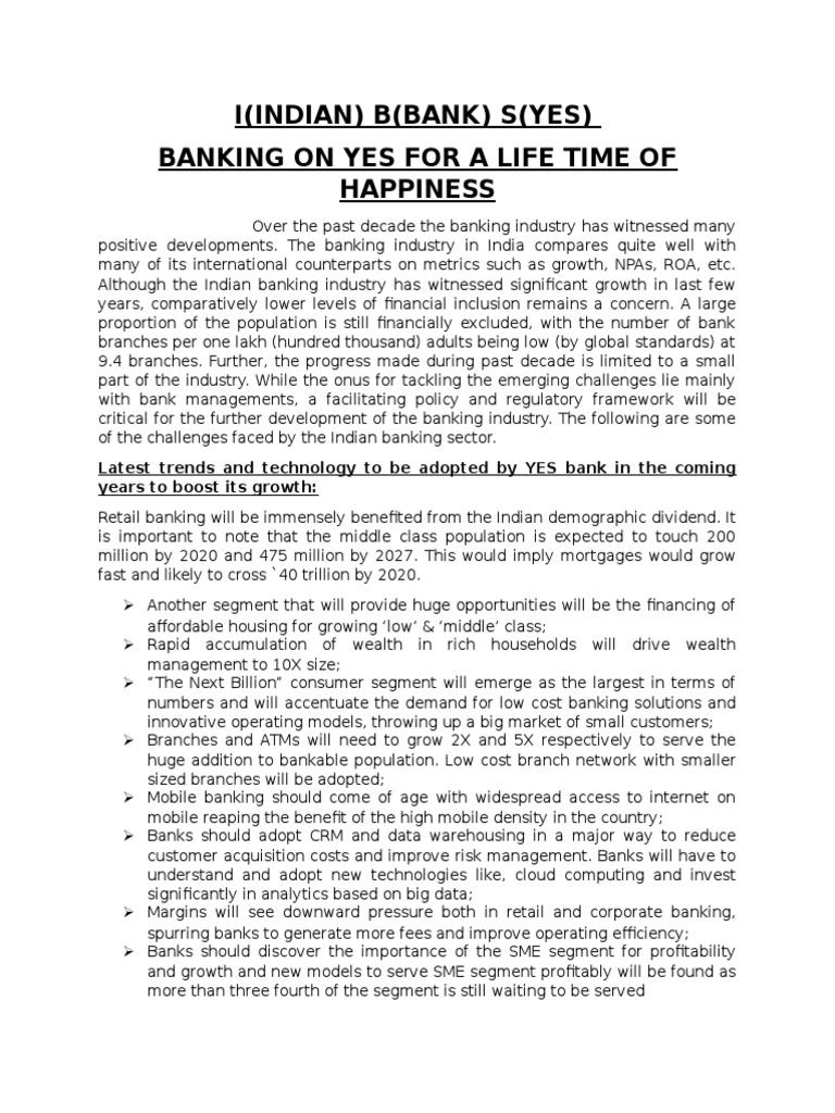 YES Bank's Growth Strategies and Innovations | PDF | Financial ...