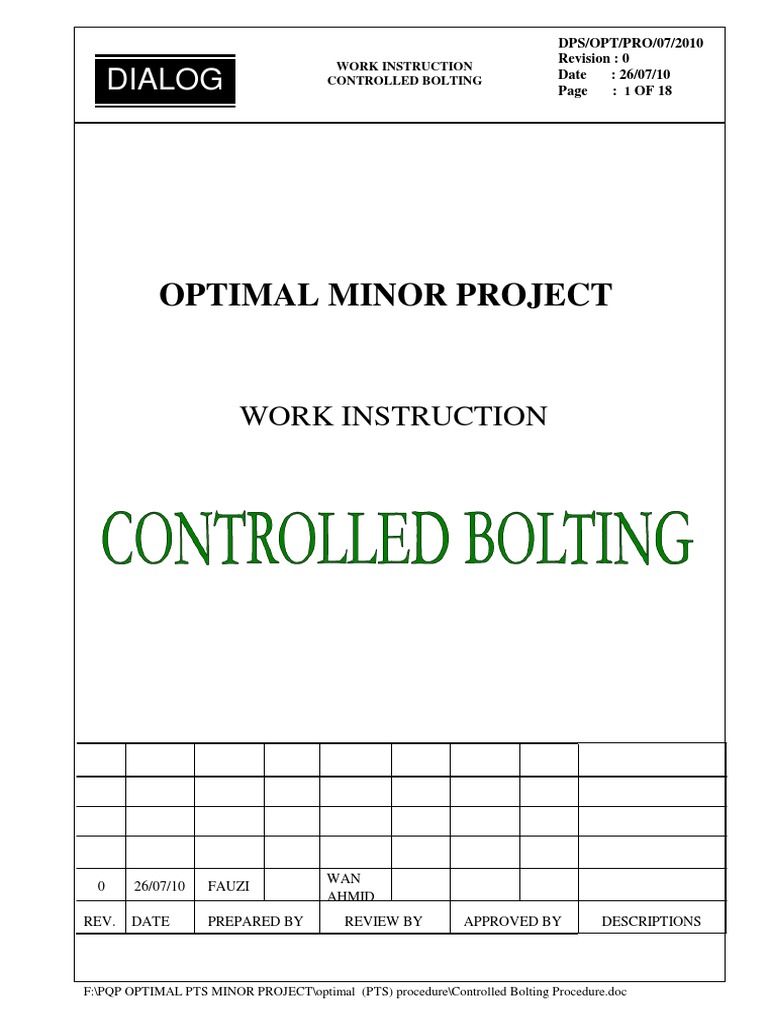 Controlled Bolting Procedure | PDF | Nut (Hardware) | Screw