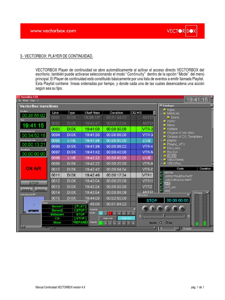 Manual de Continuidad VECTORBOX 4.X | PDF | Point and Click | Ventana ...