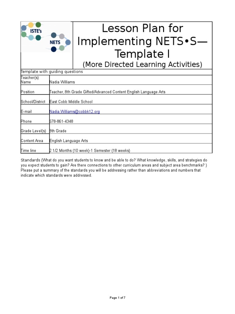 N Williams Lesson Plan For Itec 7430 | PDF | Inquiry Based Learning ...