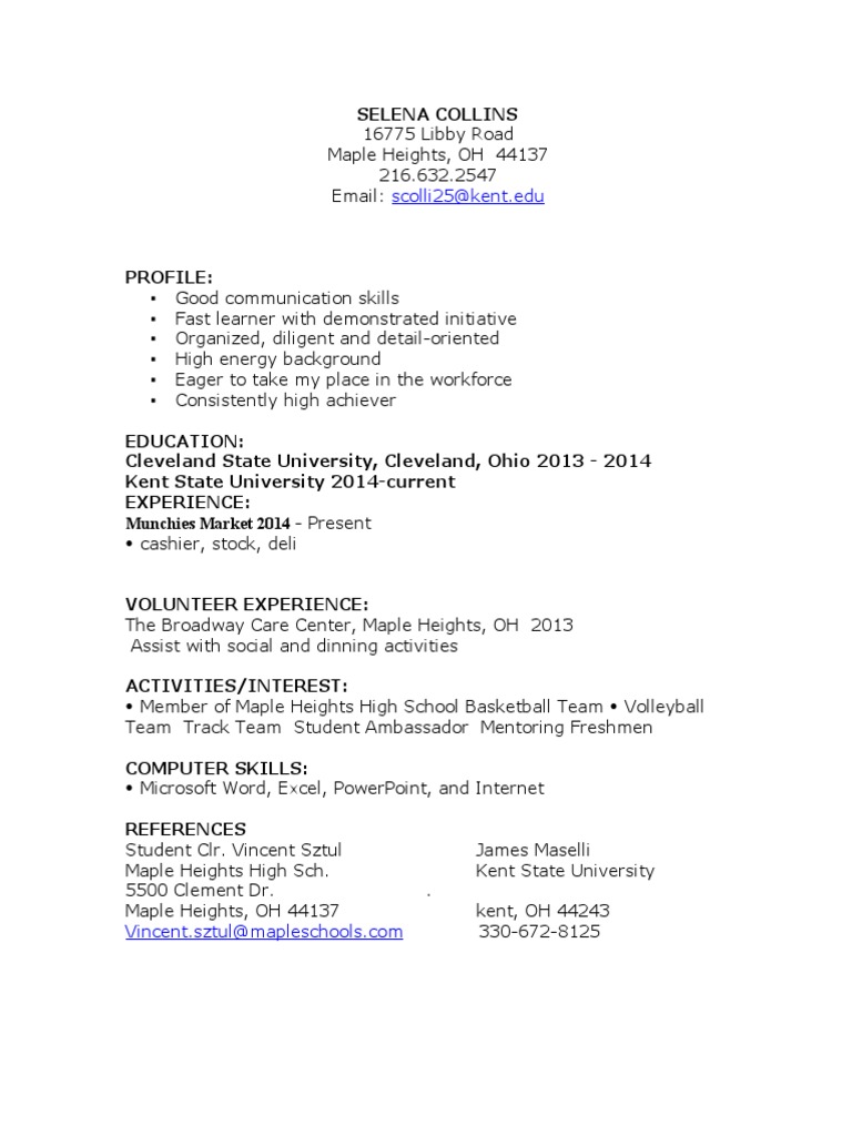 Selenacollinsresume Doc 1 | PDF