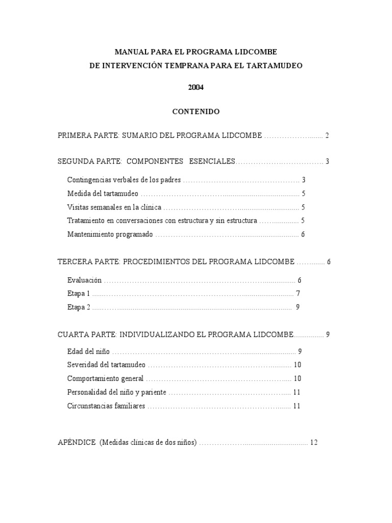 Manual Lidcombe Es | PDF | Salud y bienestar