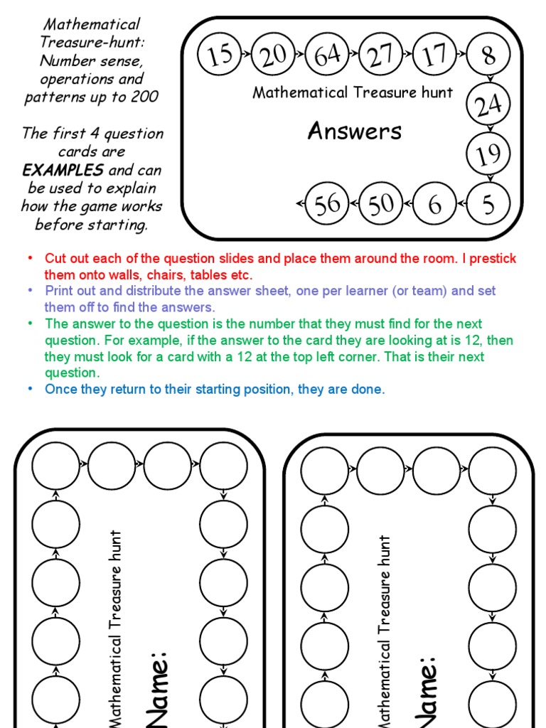 Math Treasure Hunt Game Guide | PDF | Sports & Recreation
