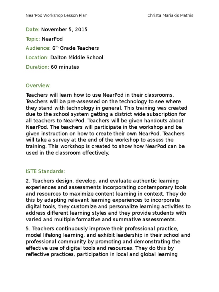Nearpod Lesson Plan | PDF | Lesson Plan | Educational Assessment