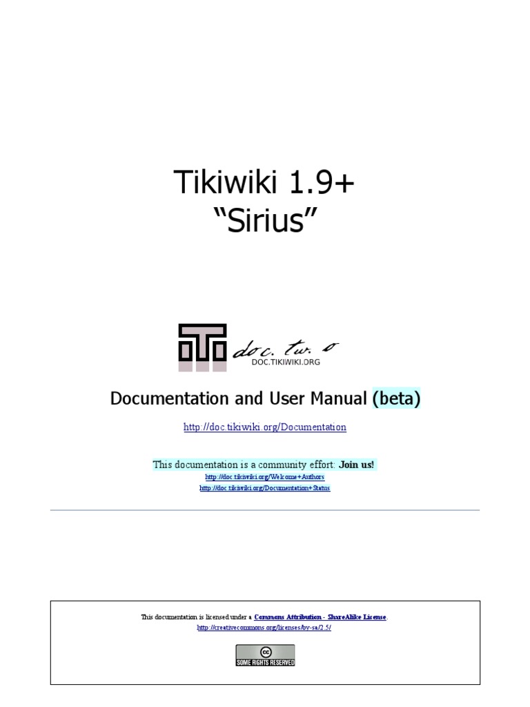 Tikiwiki 1.9 + "Sirius" Documentation and User Manual | PDF | Wiki | Software
