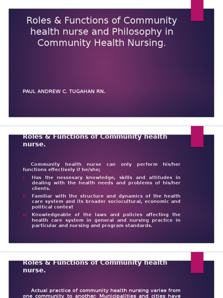 Community Health Nurse Roles & Functions | PDF | Health Education | Nursing