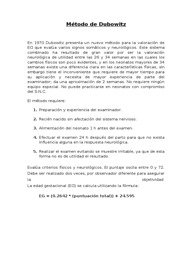 Método de Dubowitz | Tobillo | Infantes