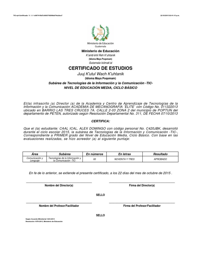 Certificado Tic | PDF