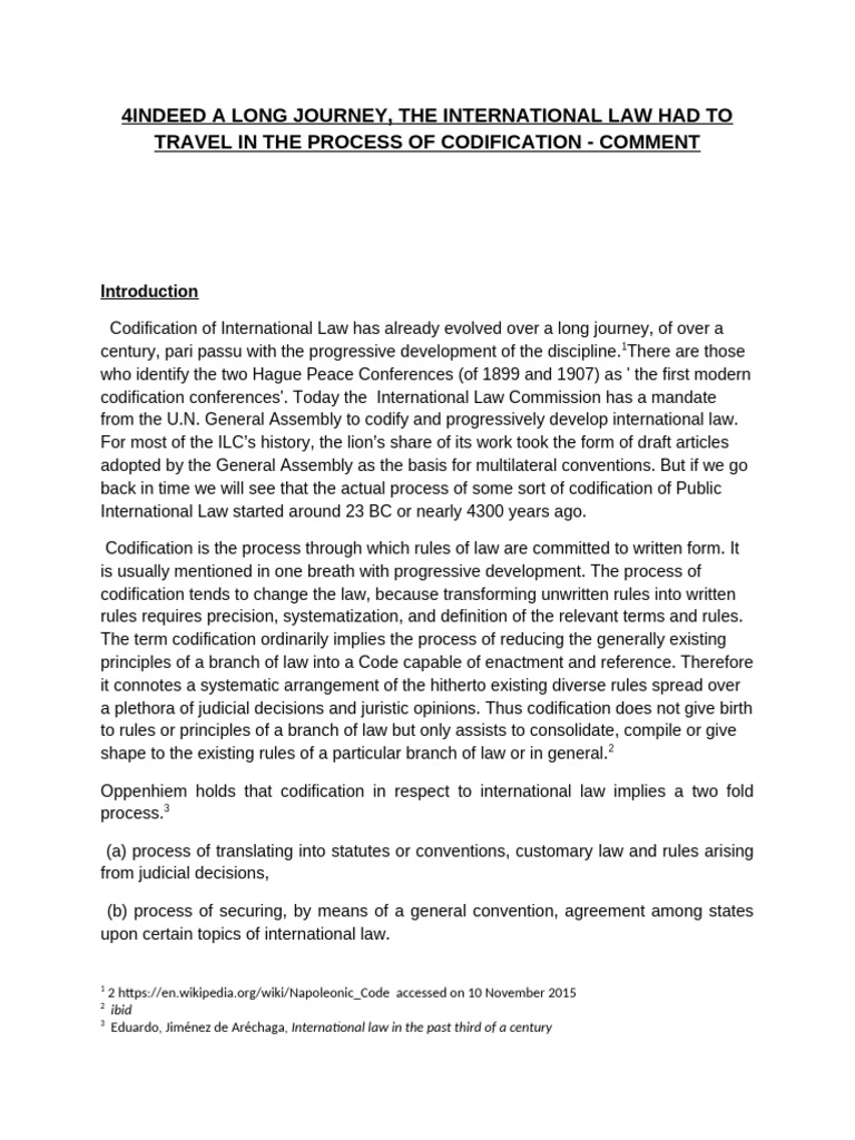 Codification International Law | PDF | International Relations | Social Institutions