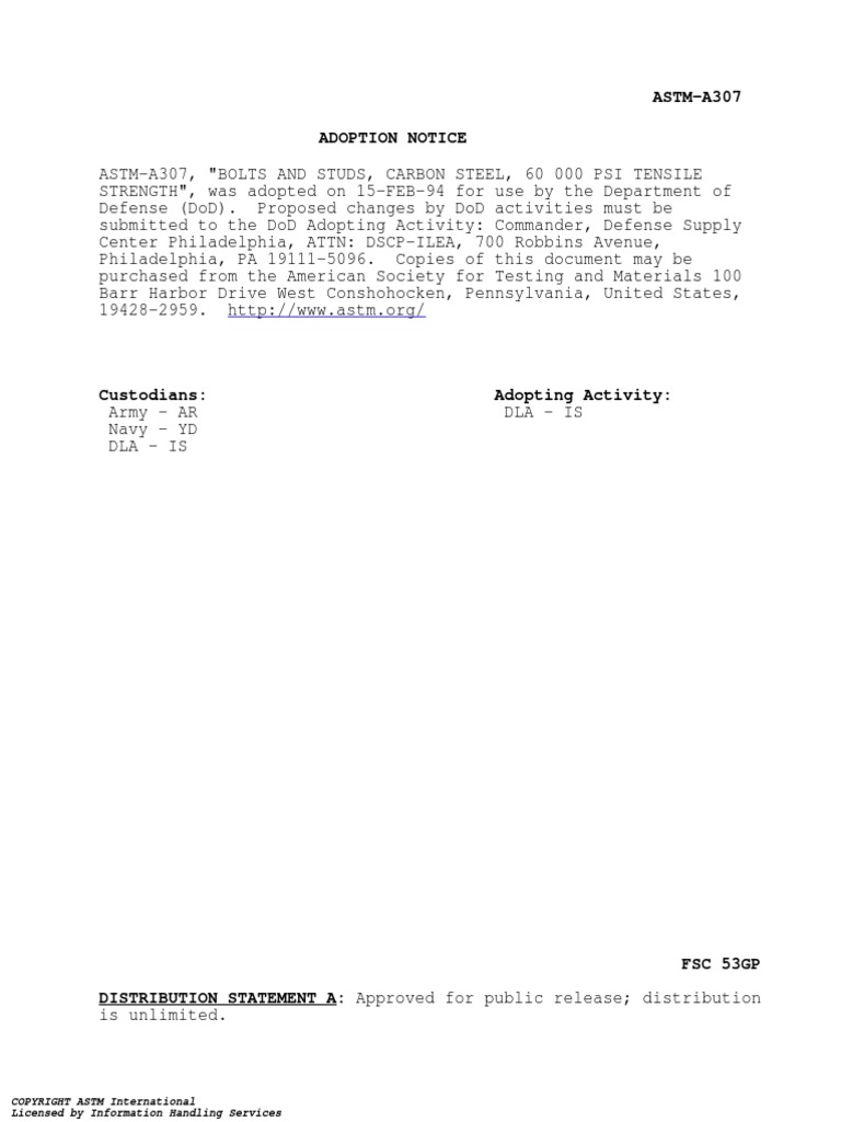 Astm A307 (2000) | PDF | Screw | Building Engineering