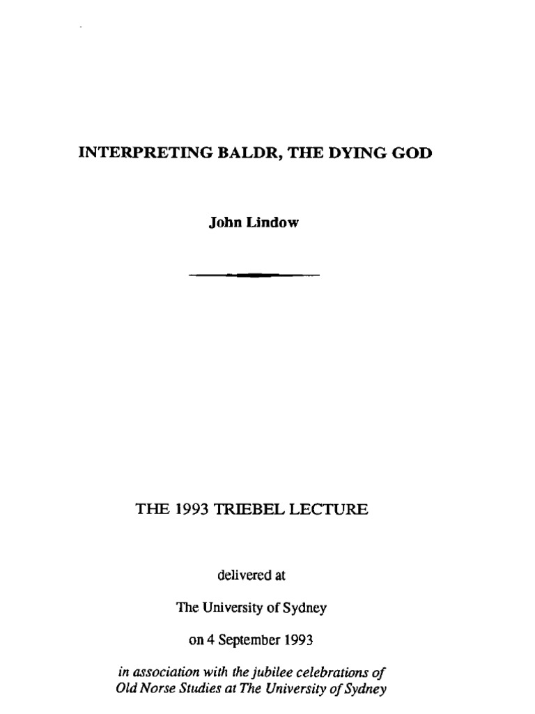 Interpreting Balder The Dying God, by John Lindow | PDF