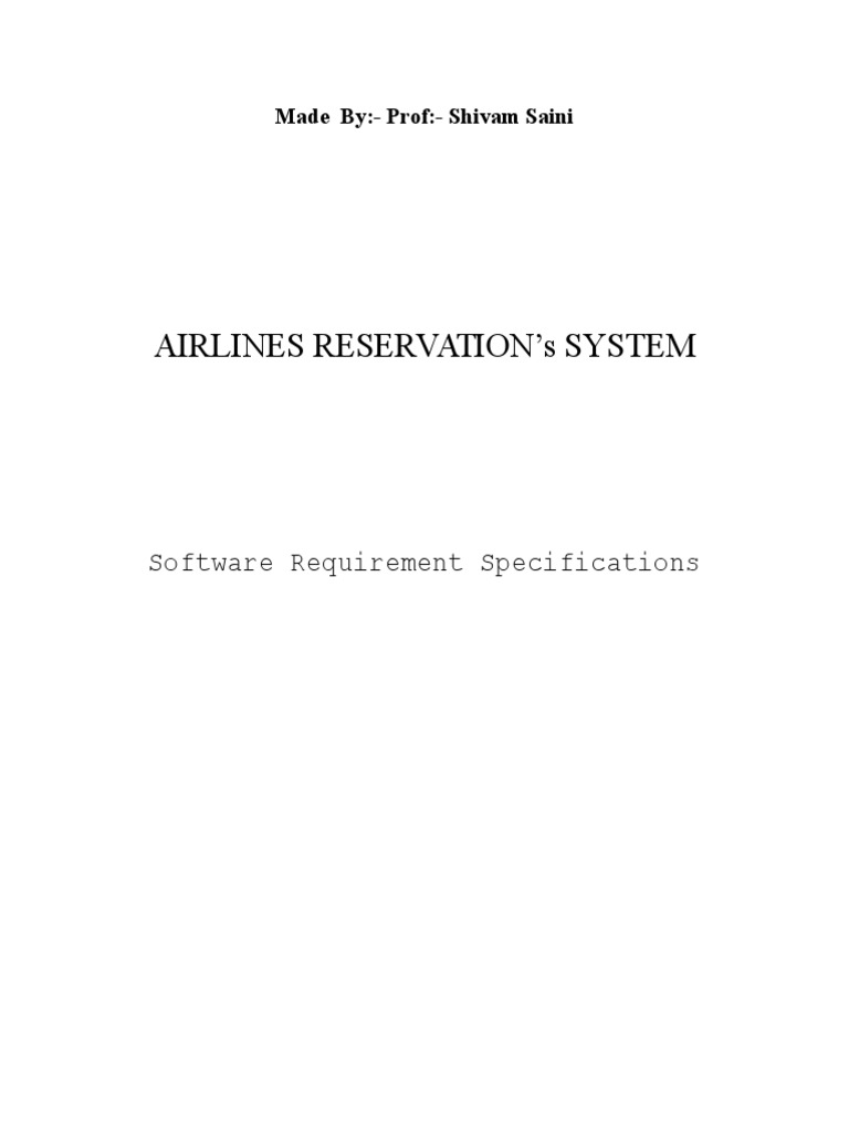 Airline Reservation System SRS Document | PDF | Ticket (Admission ...