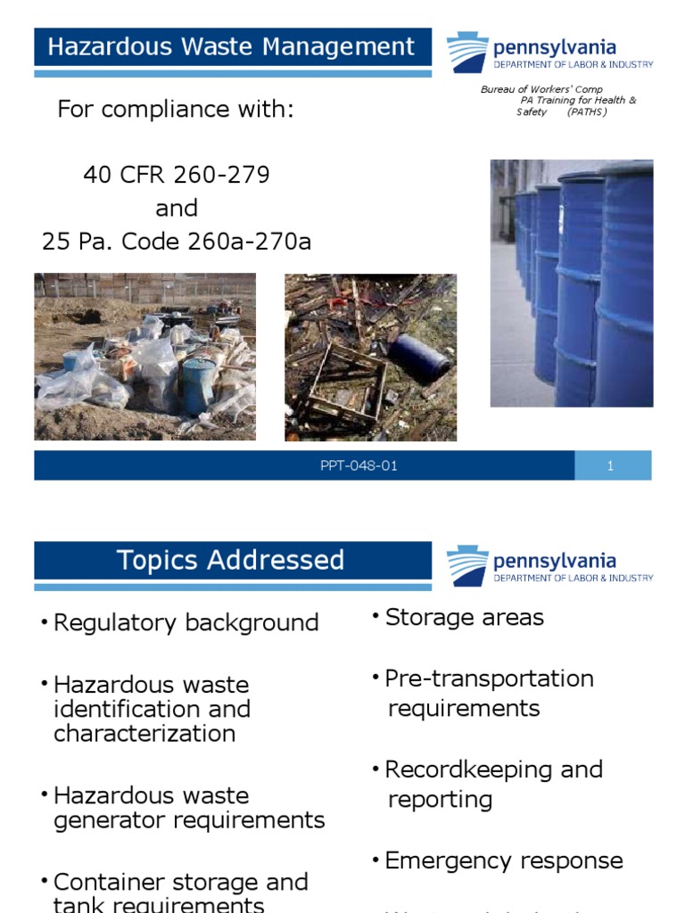 Hazardous Waste Management Compliance Guide | PDF | Resource ...