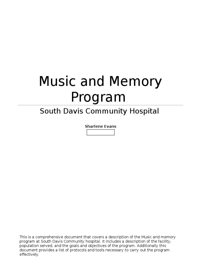 Music and Memory Program Overview | PDF | Physical Therapy | Memory