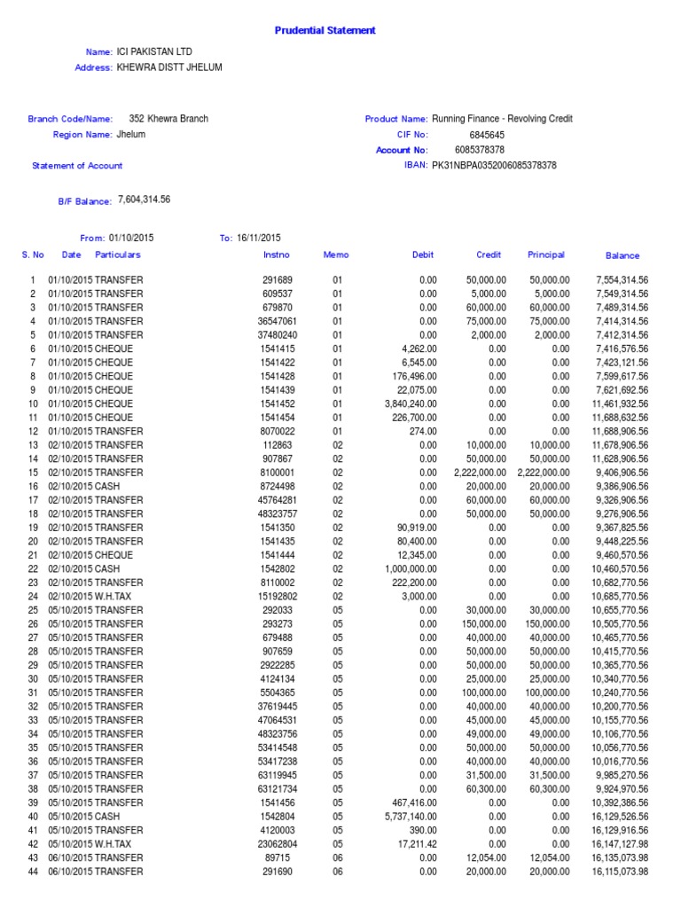 NBP ICIPAK Bank Statement | PDF | Affaires | Finance et gestion monétaire