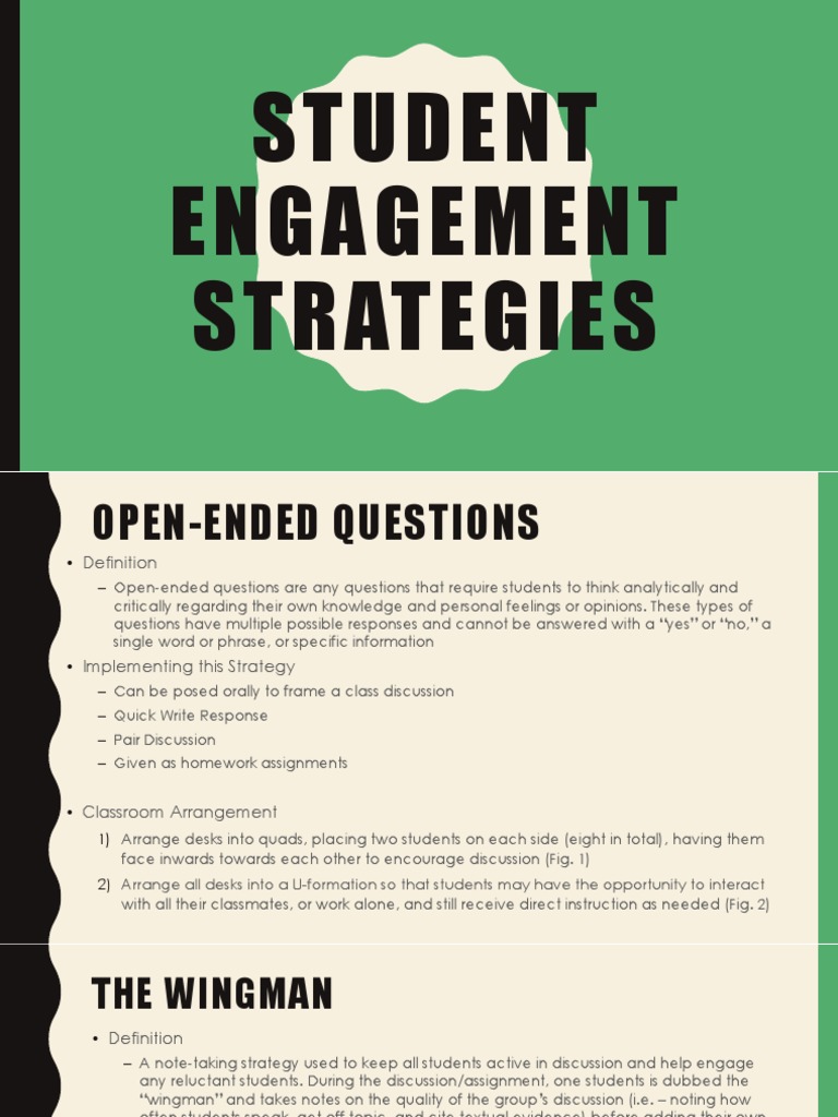 Student Engagement Strategies | PDF | Reading Comprehension | Classroom