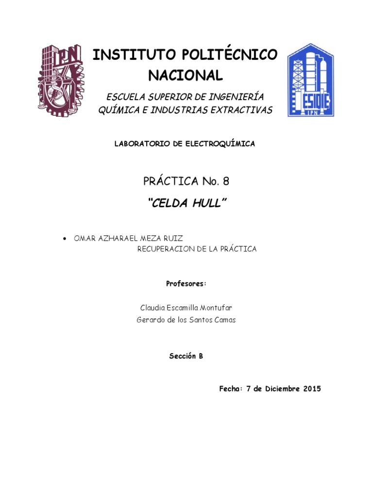 Práctica de Celda Hull en Electroquímica | PDF | Electroquímica | Electrodo