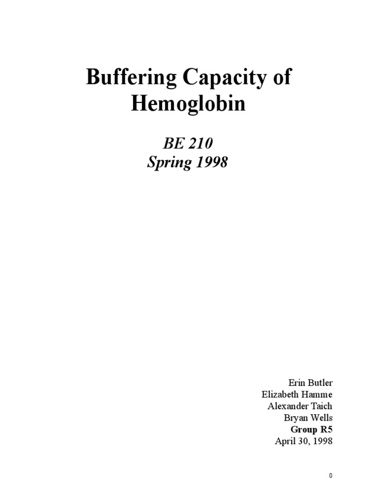 Hemoglobin - Buffering Capacity | PDF | Ph | Buffer Solution