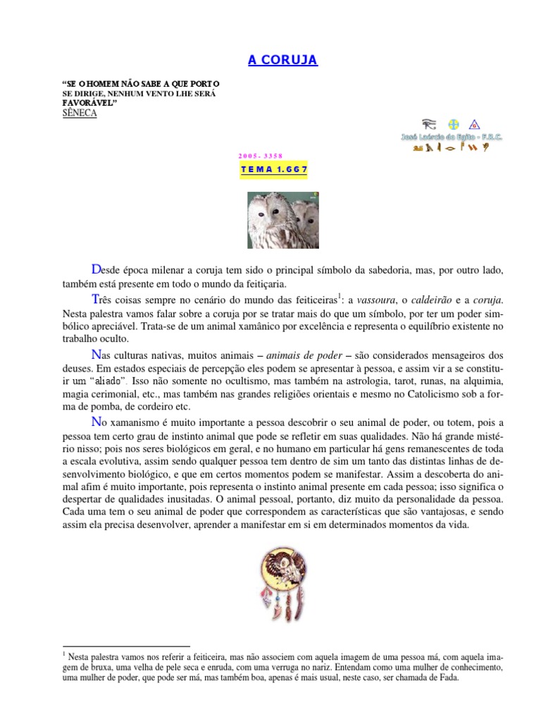 A Coruja: Símbolo da Sabedoria | PDF | Homo Sapiens | Aves