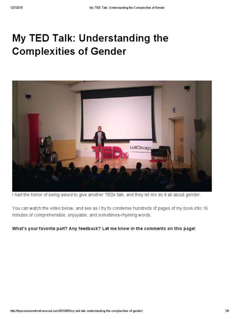 My TED Talk - Understanding The Complexities of Gender | PDF ...