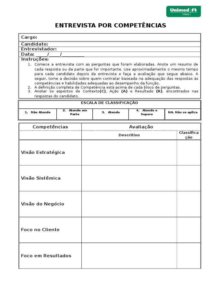 Questionário Para Entrevista Por Competências | Entrevista ...