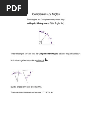 Complementary Supplementary Angles Pdf