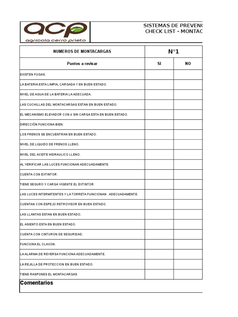 Checklist de inspección para prevención de fallas en montacargas Hyster ...
