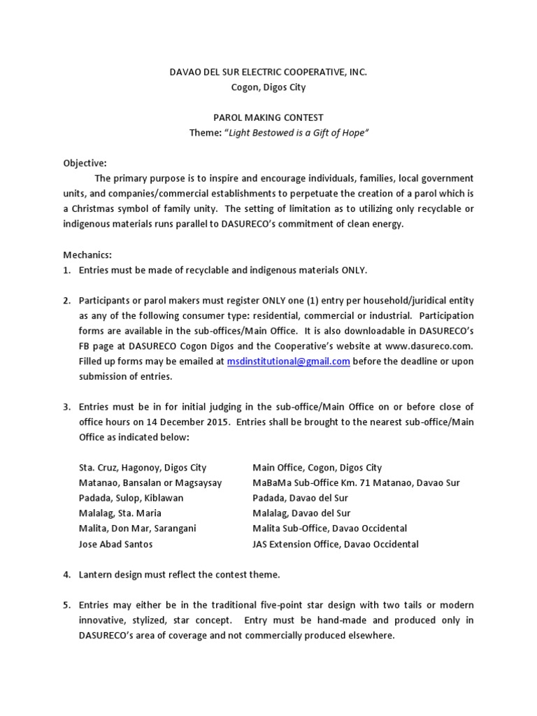 Parol Making Contest | PDF | Business