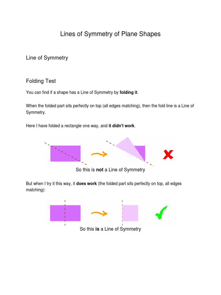 40 Lines of Symmetry of Plane Shapes | PDF
