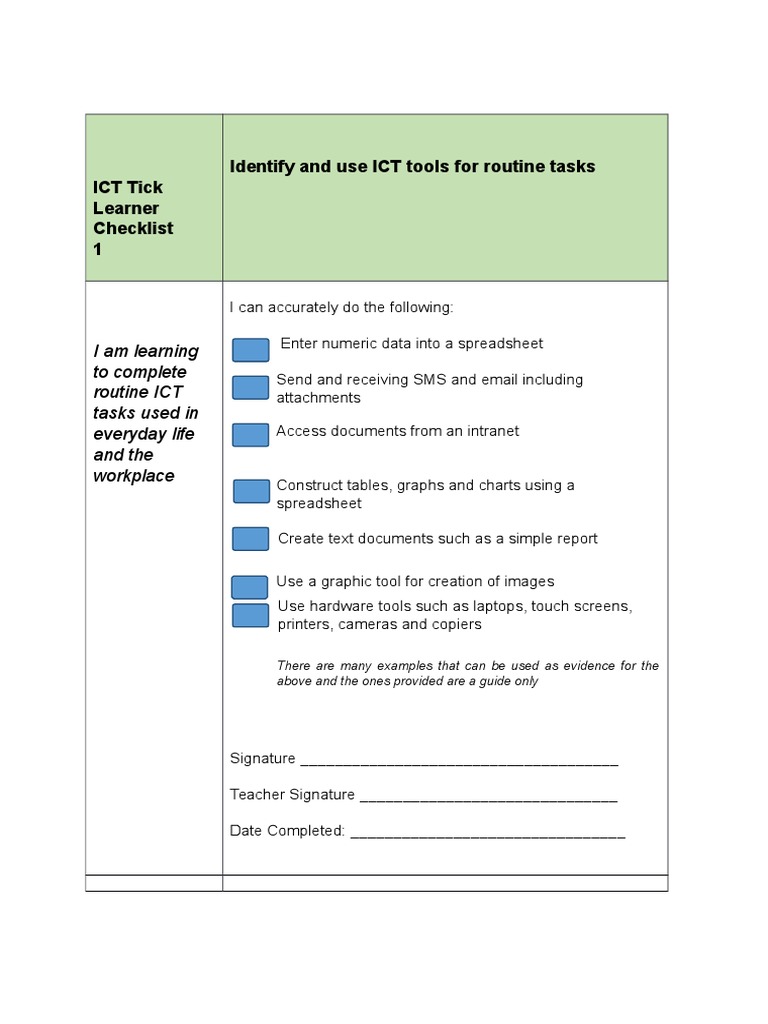 Ict Learner Checklist 1 | PDF | Career & Growth | Business