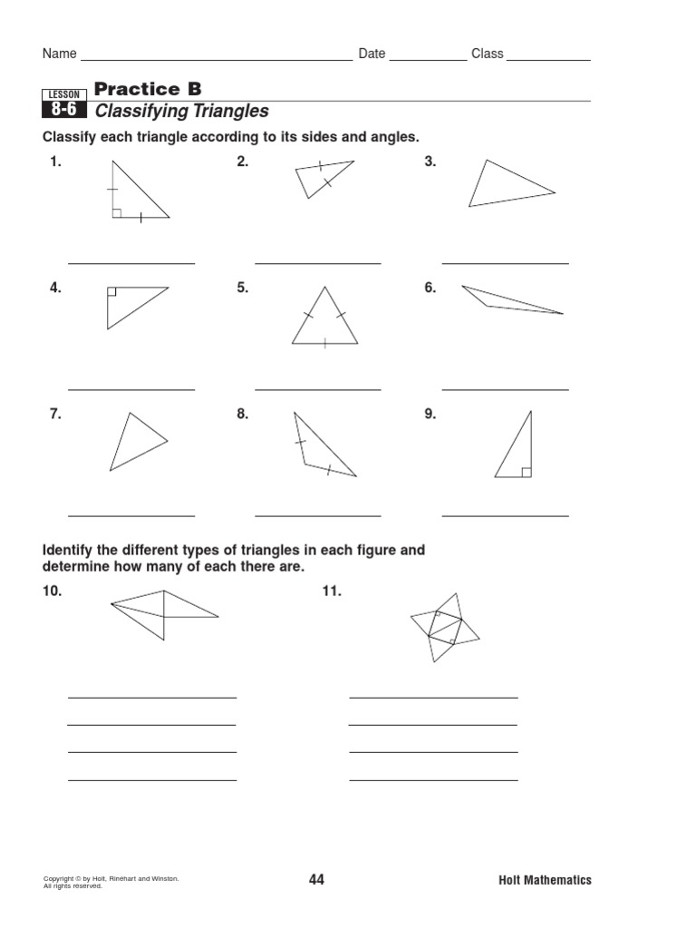 Practice B: Classifying Triangles | PDF | Triangle | Polytopes