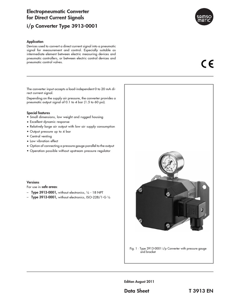 Electropneumatic Converter For Direct Current Signals I/p Converter ...