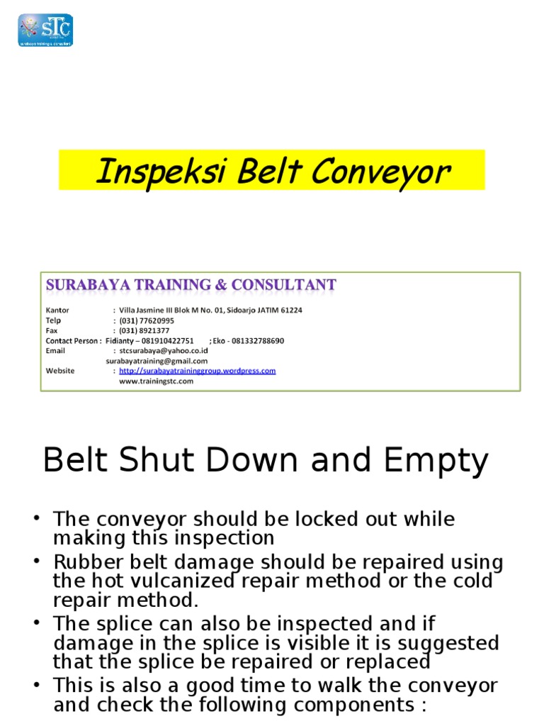 9.inspeksi Belt Conveyor | PDF | Belt (Mechanical) | Manufactured Goods