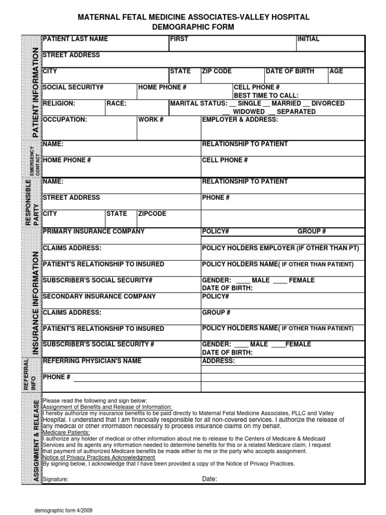 Patient Demographic Form | PDF