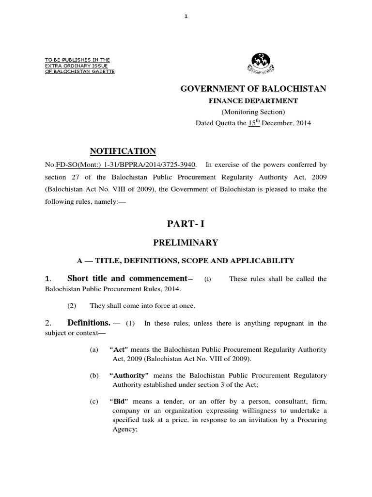 B Ppra Rules | Procurement | Specification (Technical Standard)