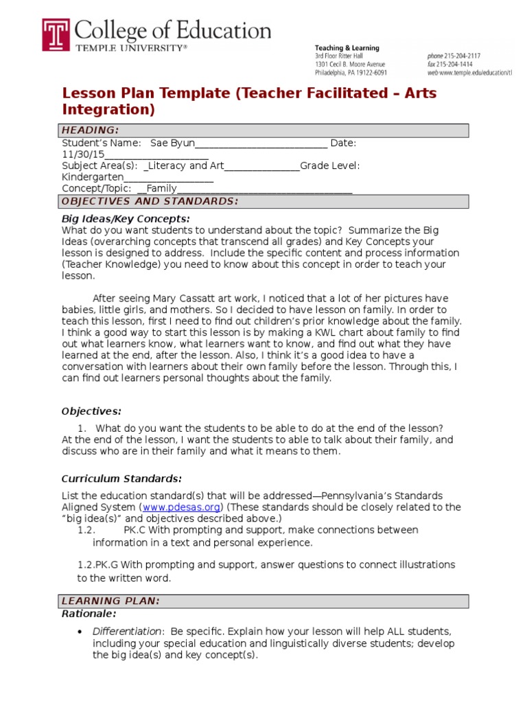 Arts Integration Lesson Plan | PDF | Lesson Plan | Neuropsychology